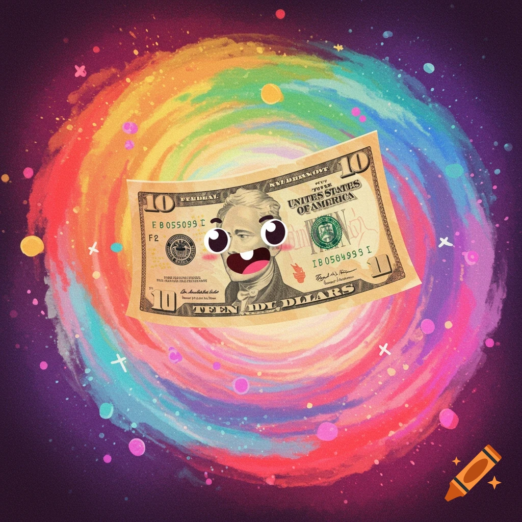Cartoon 10 Dollar Bill