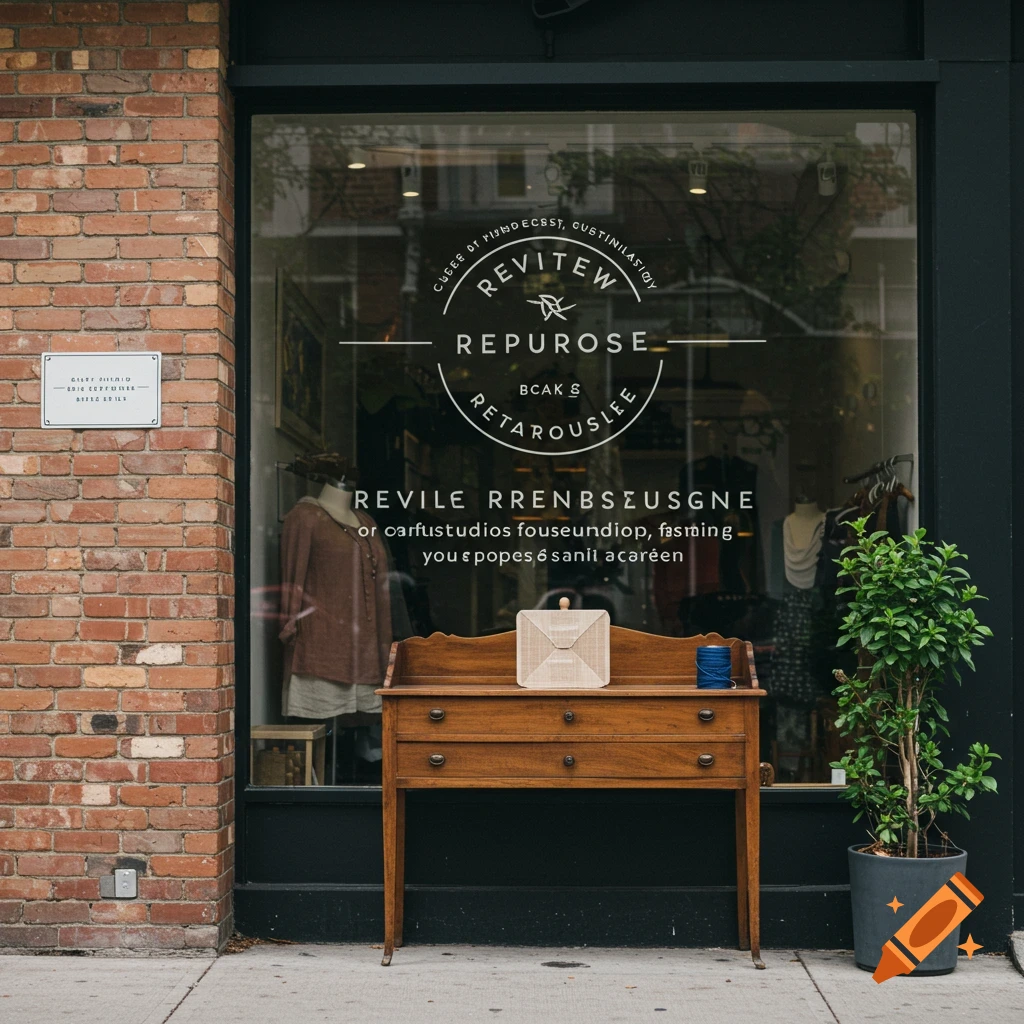 Revive Renew Repurpose logo for a sustainable craft studio on Craiyon