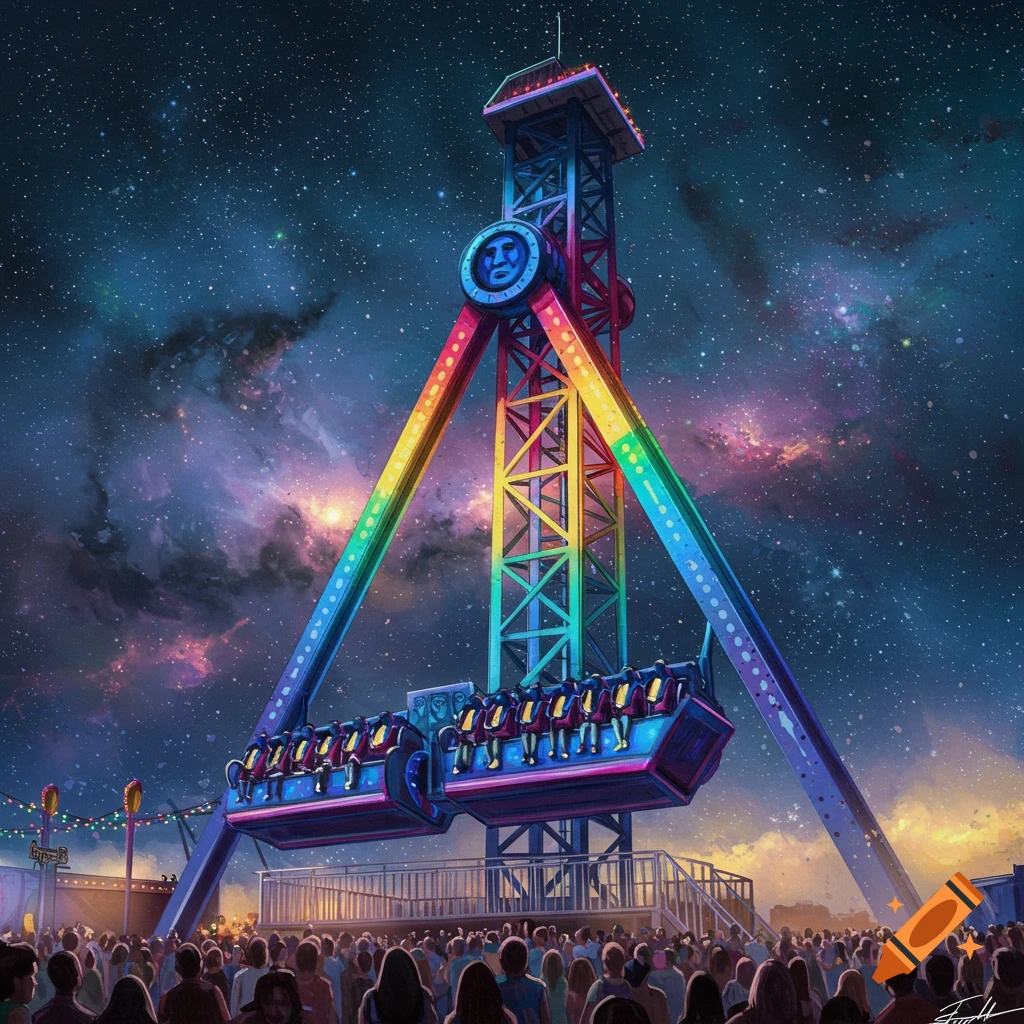 Drop tower ride, Hurican Hurl, based on Blue Man from 'The Five People ...