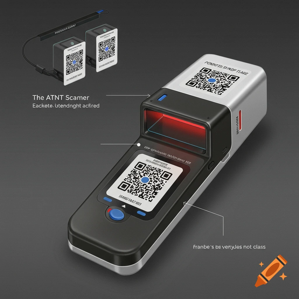 AT&T scanner concept for student attendance tracking using QR codes on Craiyon