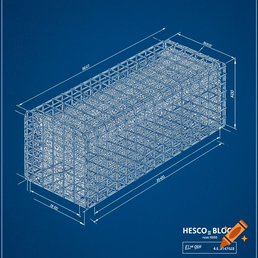 Blueprint of a HESCO block. on Craiyon