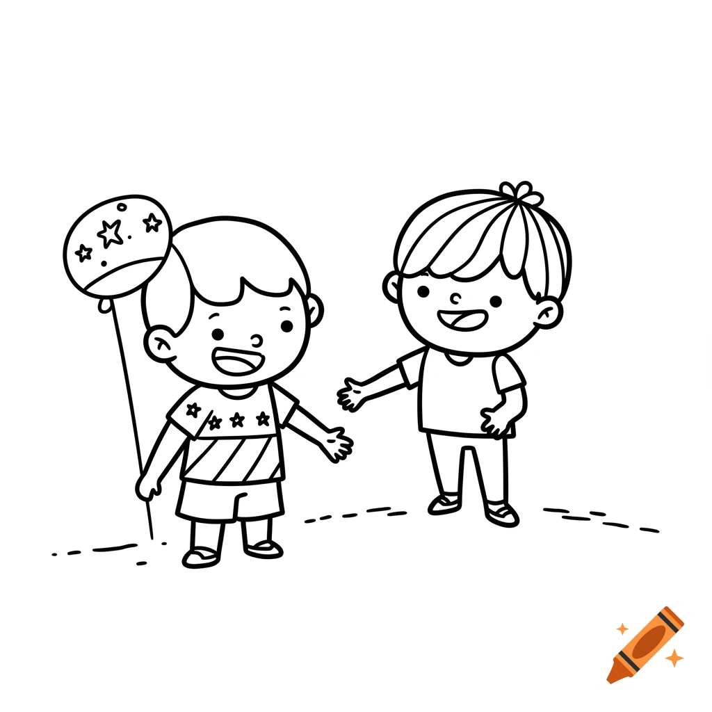 Playing With Friends Clipart Black And White