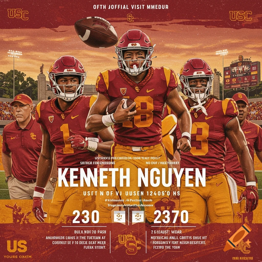 USC football official visit invitation for Kenneth Nguyen with football ...