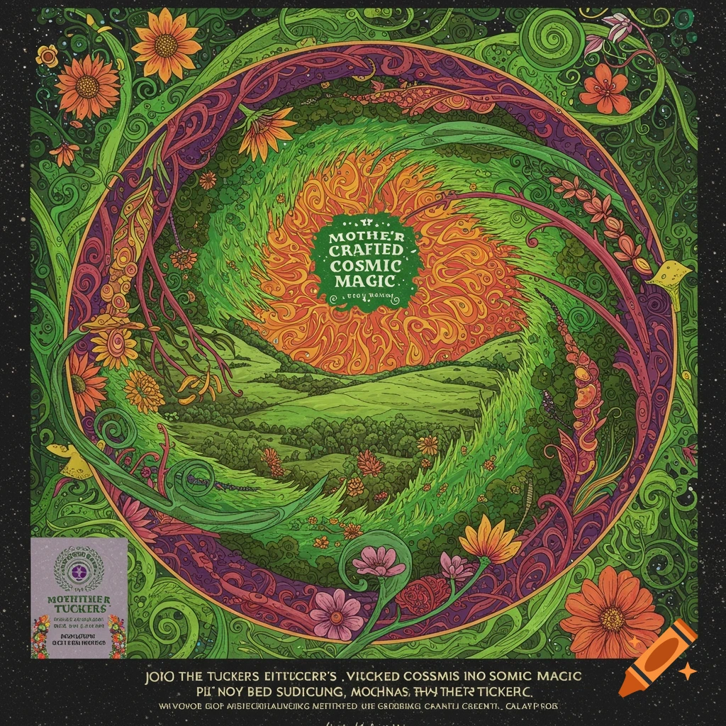 Business advertisement blending nature and psychedelic elements for ...