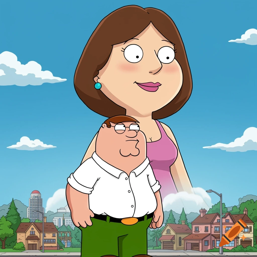Peter Griffin looking at a giant woman, cartoon style image from Family ...