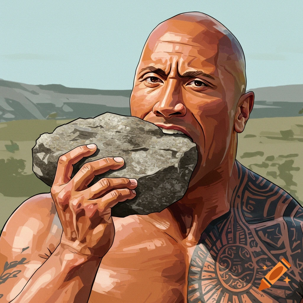 A rock eating a rock on Craiyon