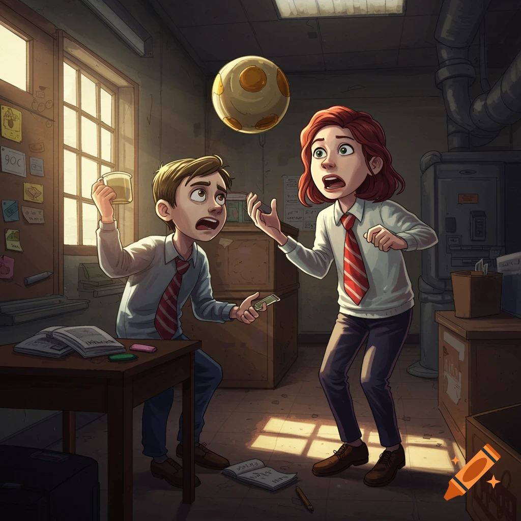 Detention scene in a school boiler room on Craiyon