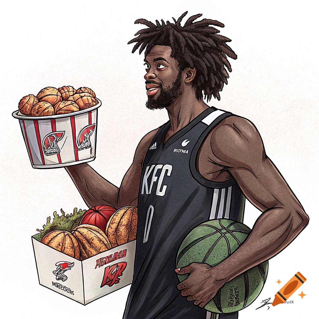 Basketball player with dreads, fried chicken, Kool-Aid, and watermelon ...