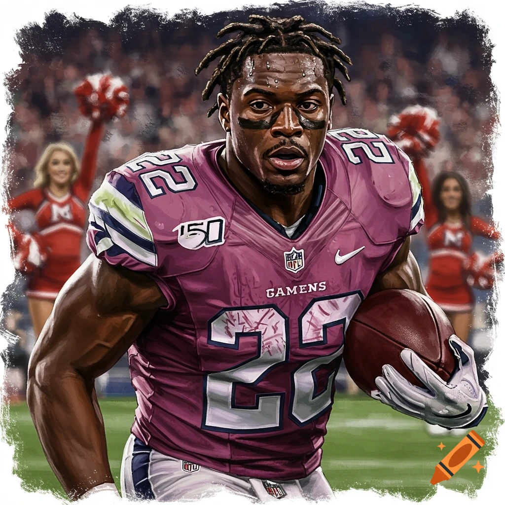 An illustrated image of an American football player running with the ...