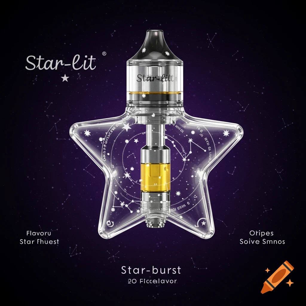 Star Lit vape cartridge with star and constellation design on Craiyon