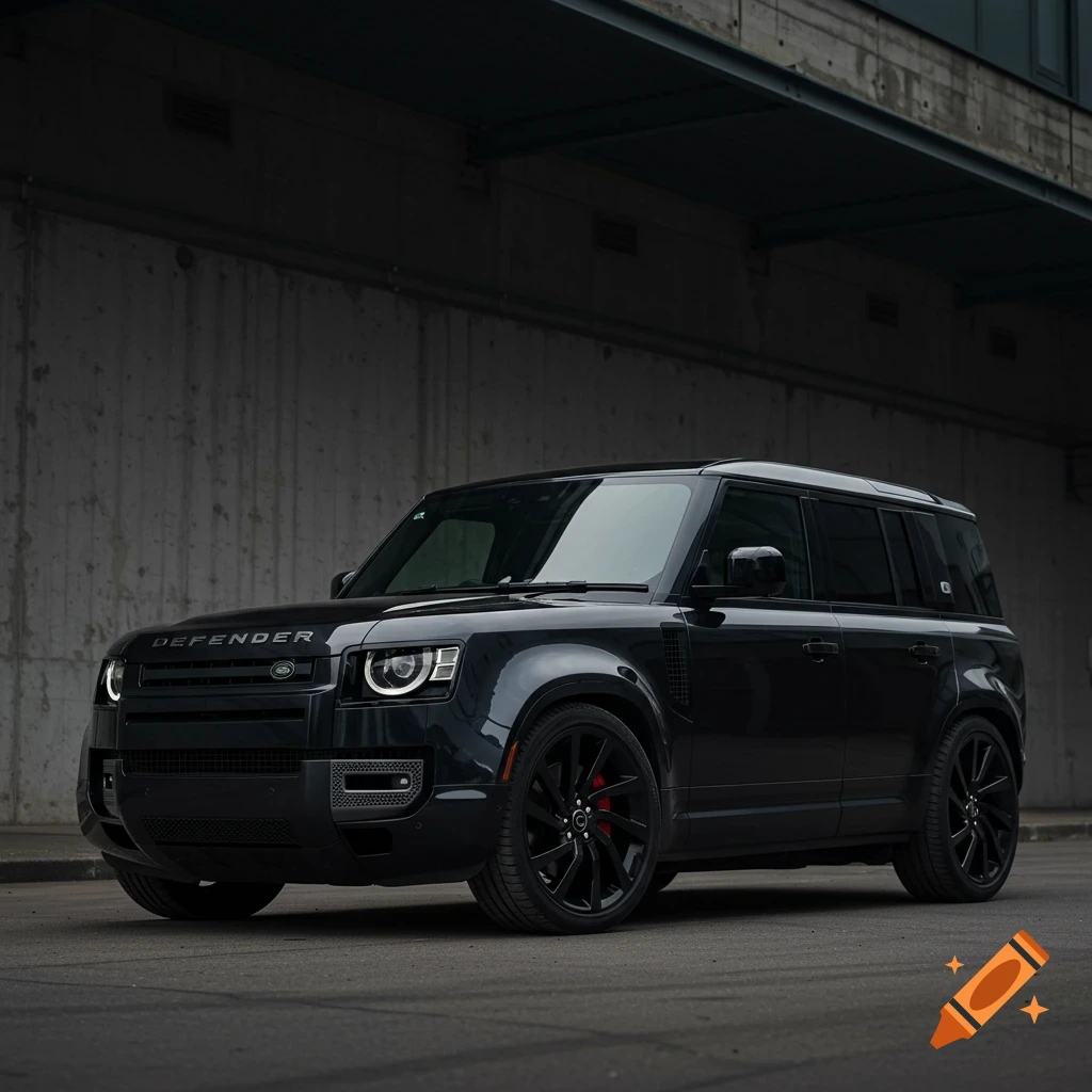 2024 Land Rover Defender 130 black on black with black wheels on Craiyon