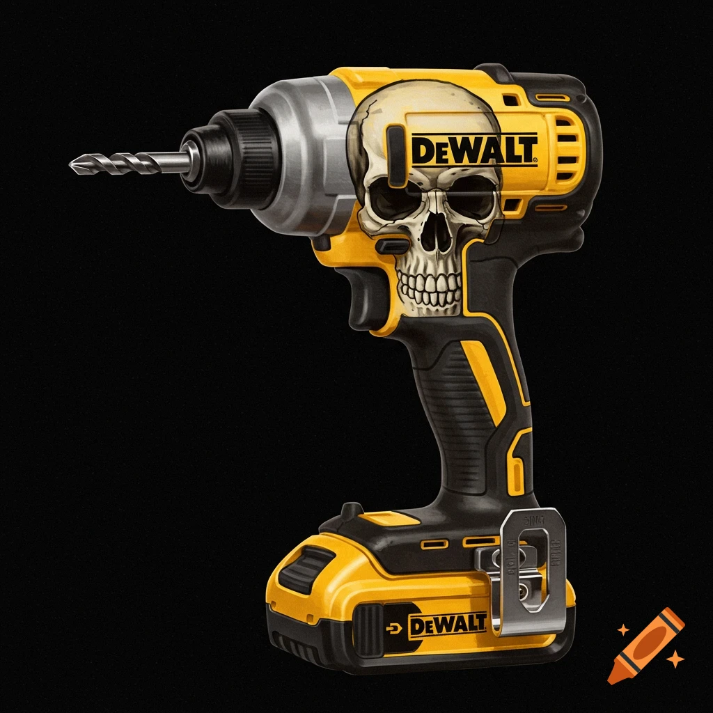 Dewalt impact driver with skull design on Craiyon
