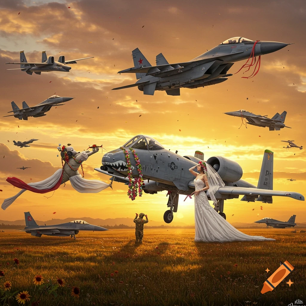 A10 Warthog and MiG 25 Foxbat plane marriage illustration on Craiyon