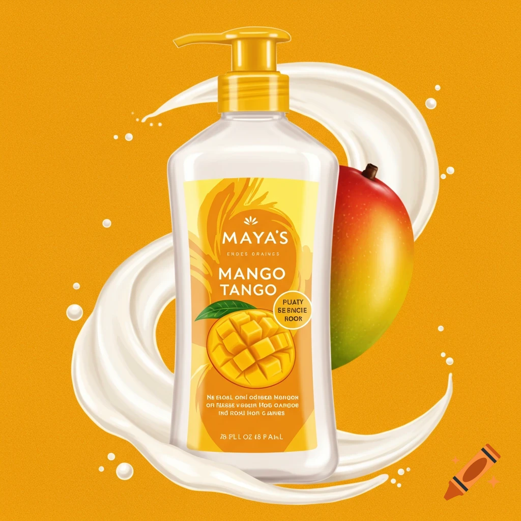 Maya's Mango Tango hand lotion in yellow and orange bottle with mango ...