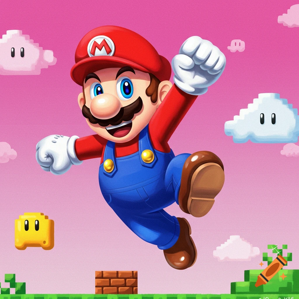 Mario holds a banana and Luigi holds an apple in a Super Mario Bros ...