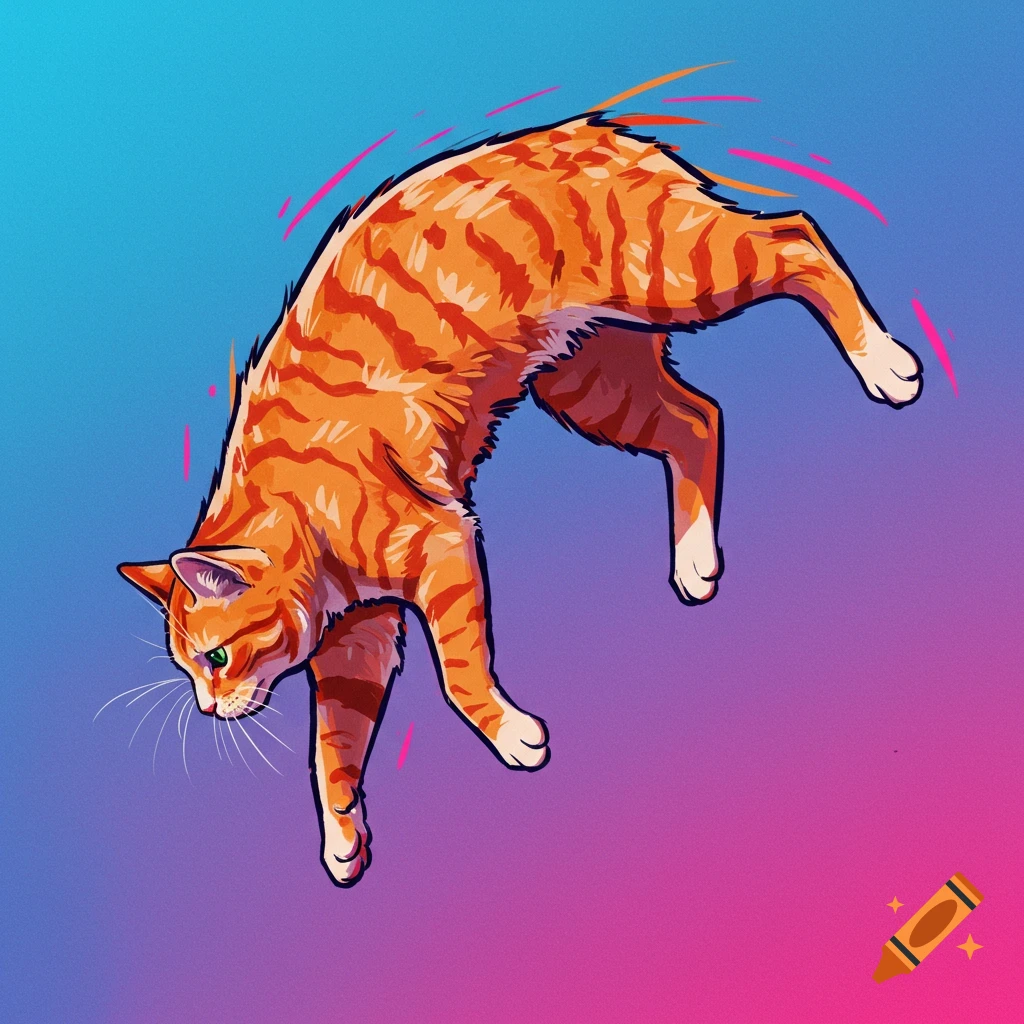 Cat doing a backflip on Craiyon