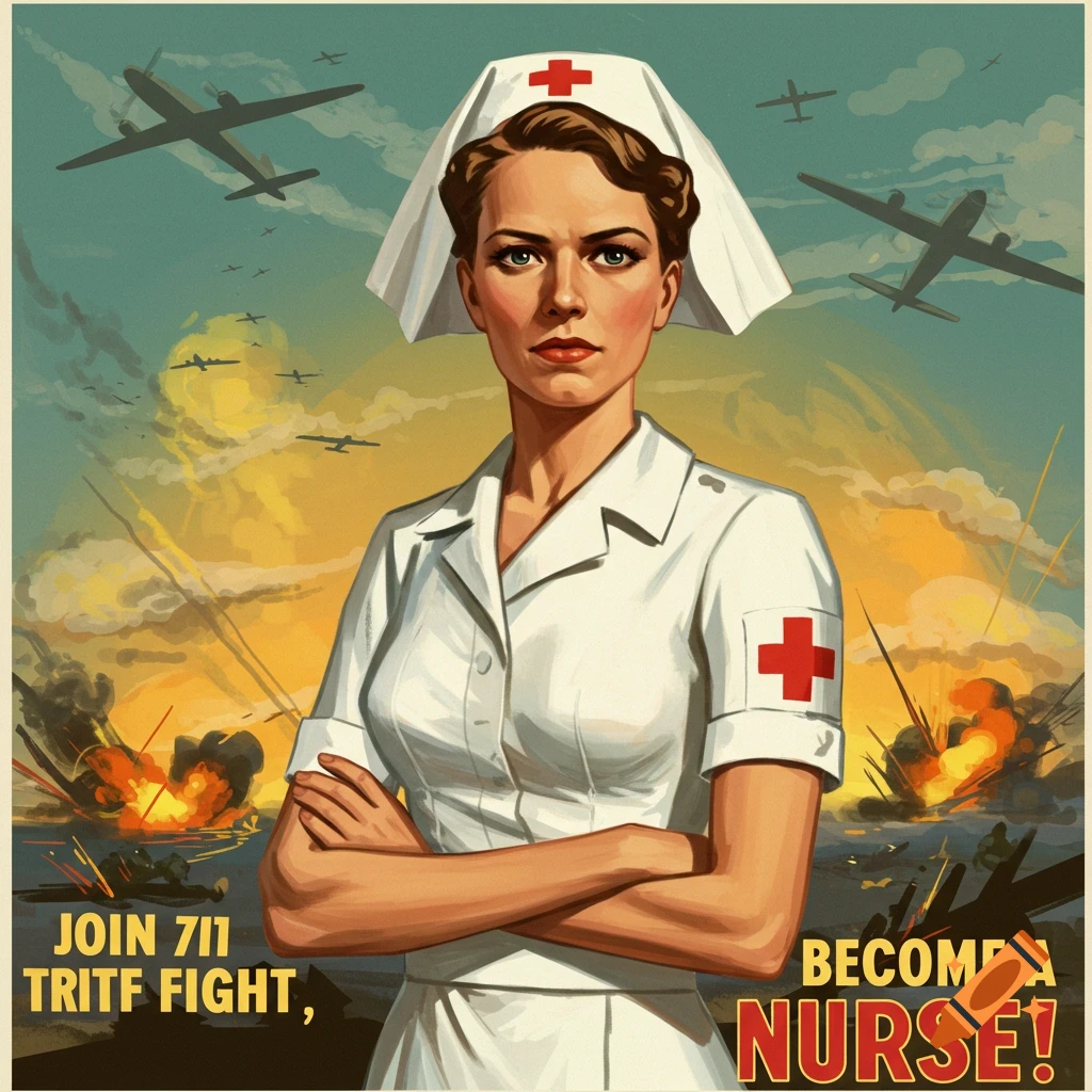 WW2 nurse propaganda poster on Craiyon