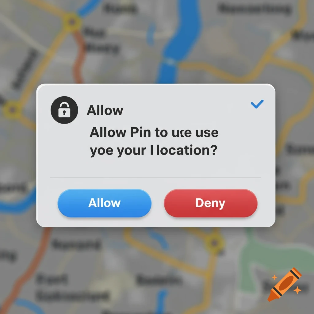 "Allow Echopin to use your location" notification graphic on Craiyon