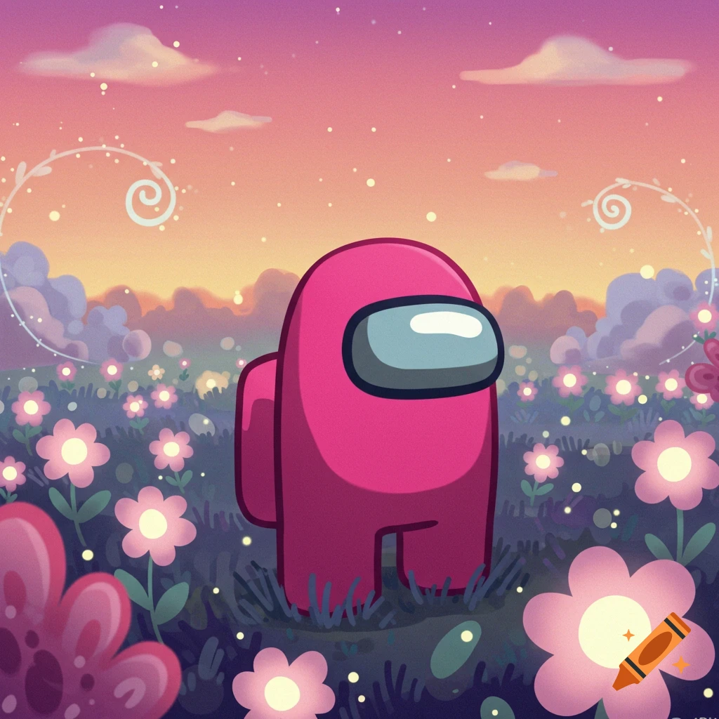 Among Us character art, video game theme, simple design, red astronaut ...