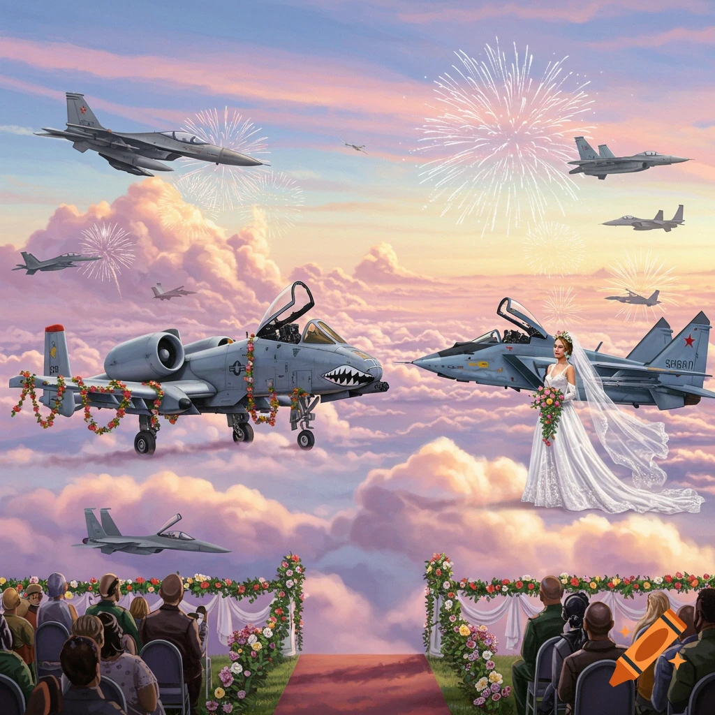 A10 Warthog and MiG 25 Foxbat plane marriage illustration on Craiyon