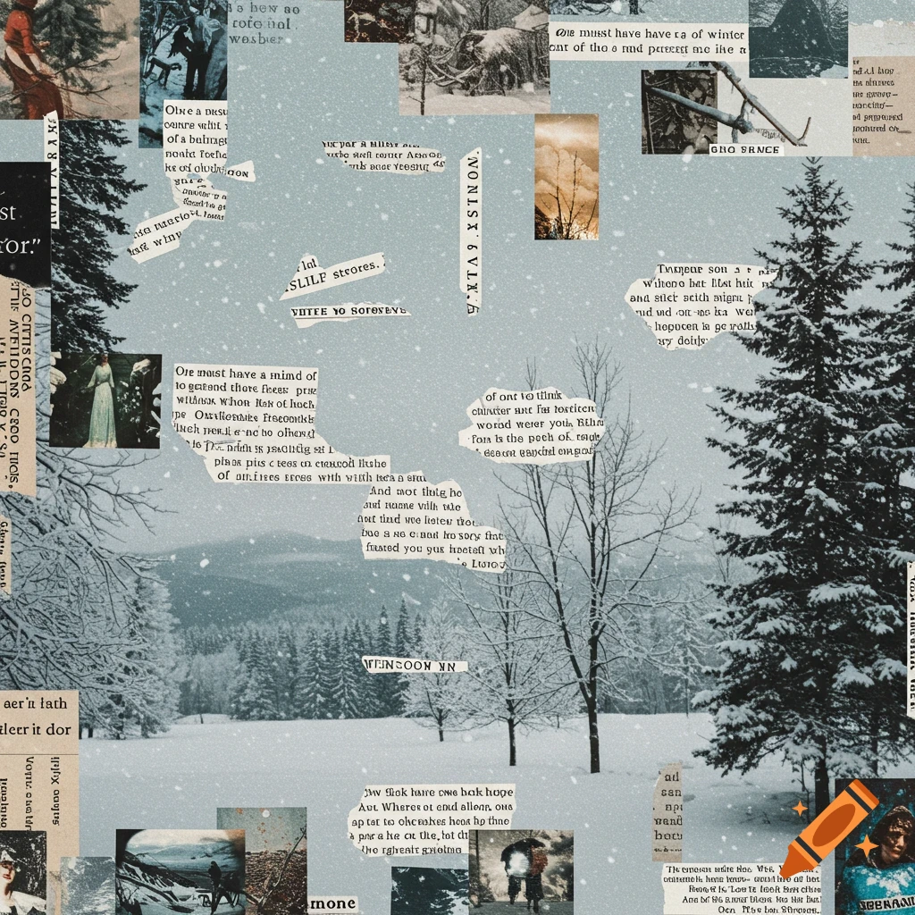 Collage art featuring text from Wallace Stevens' poem "The Snow Man ...
