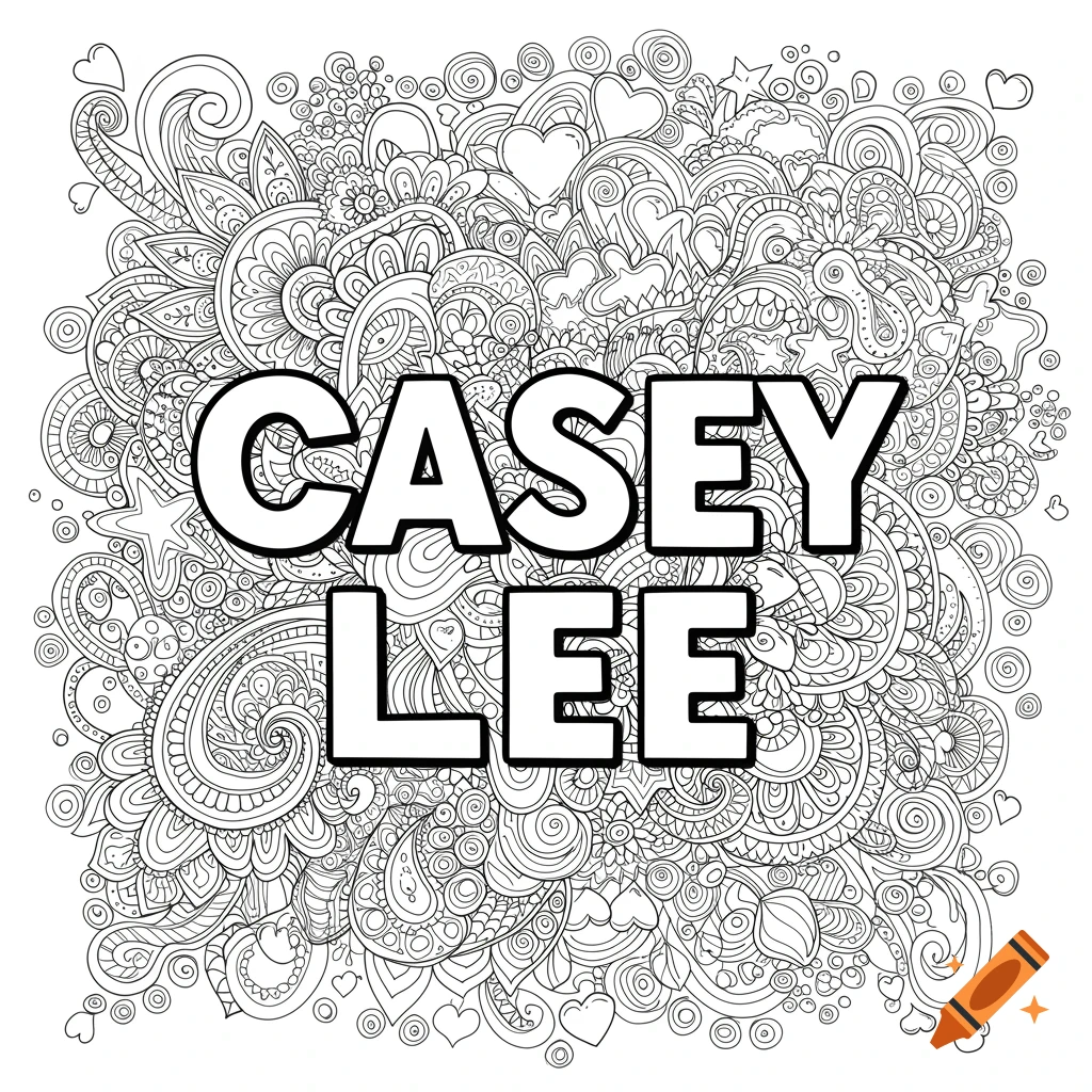 Coloring page of the name CASEY LEE in bubble letters with swirls ...