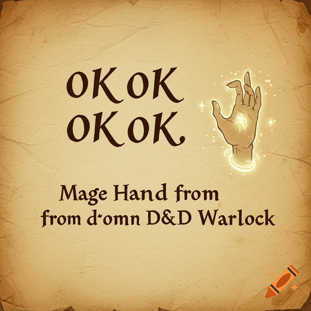Vintage page with cursive handwriting on DnD Warlock's Mage Hand on Craiyon