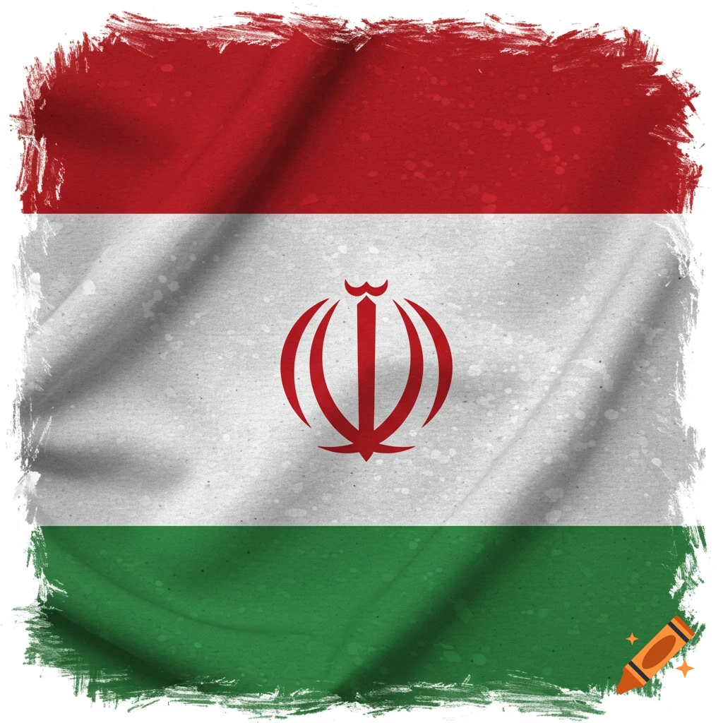 The flag of Iran with a rough painted border. on Craiyon