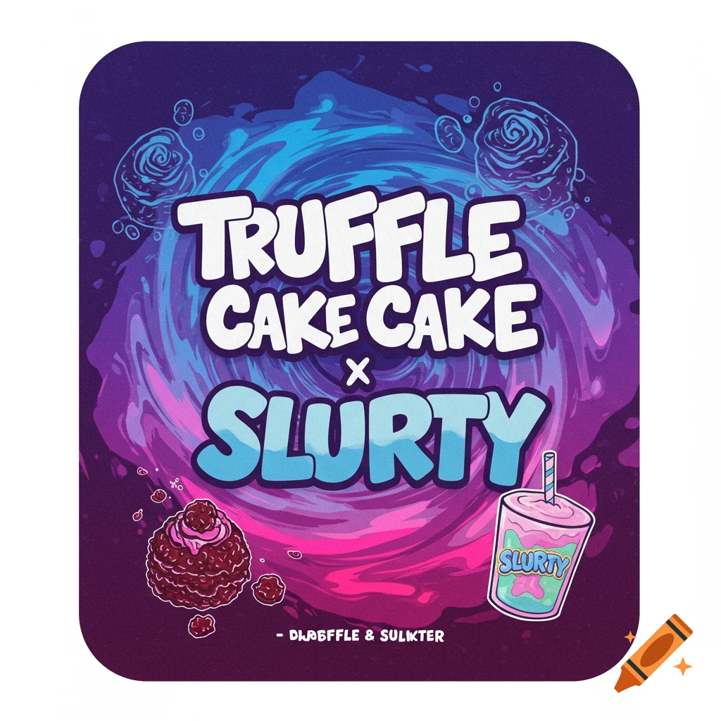 Bubble hash artwork for Truffle Cake x Slurty sticker design on Craiyon
