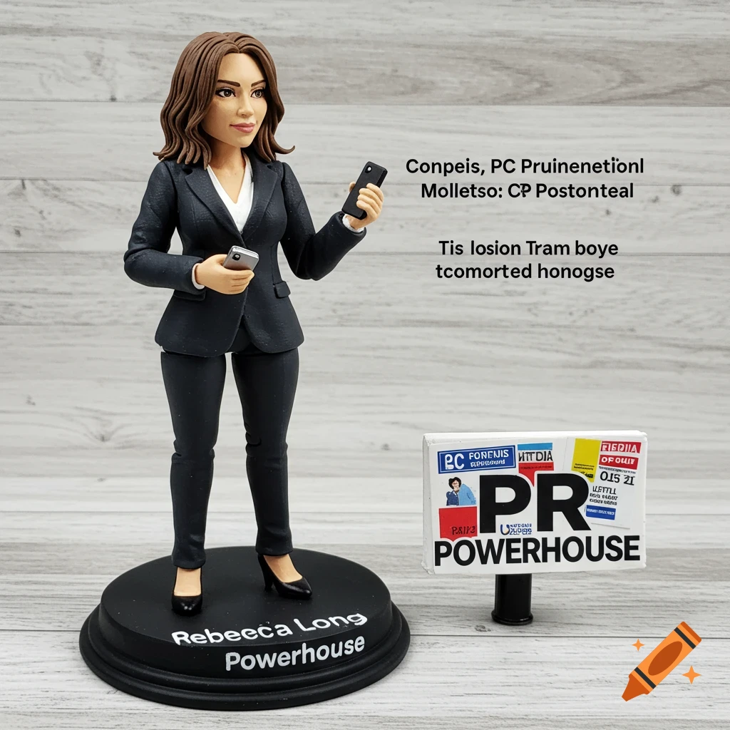 Custom action figure of Rebecca Long, a PR professional on Craiyon