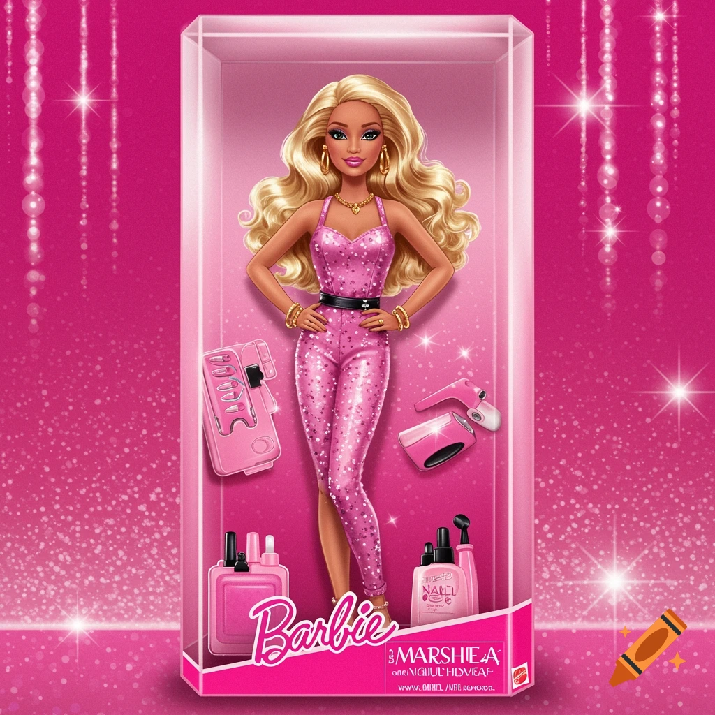 Marshea the Nail Diva Barbie doll display box on Craiyon