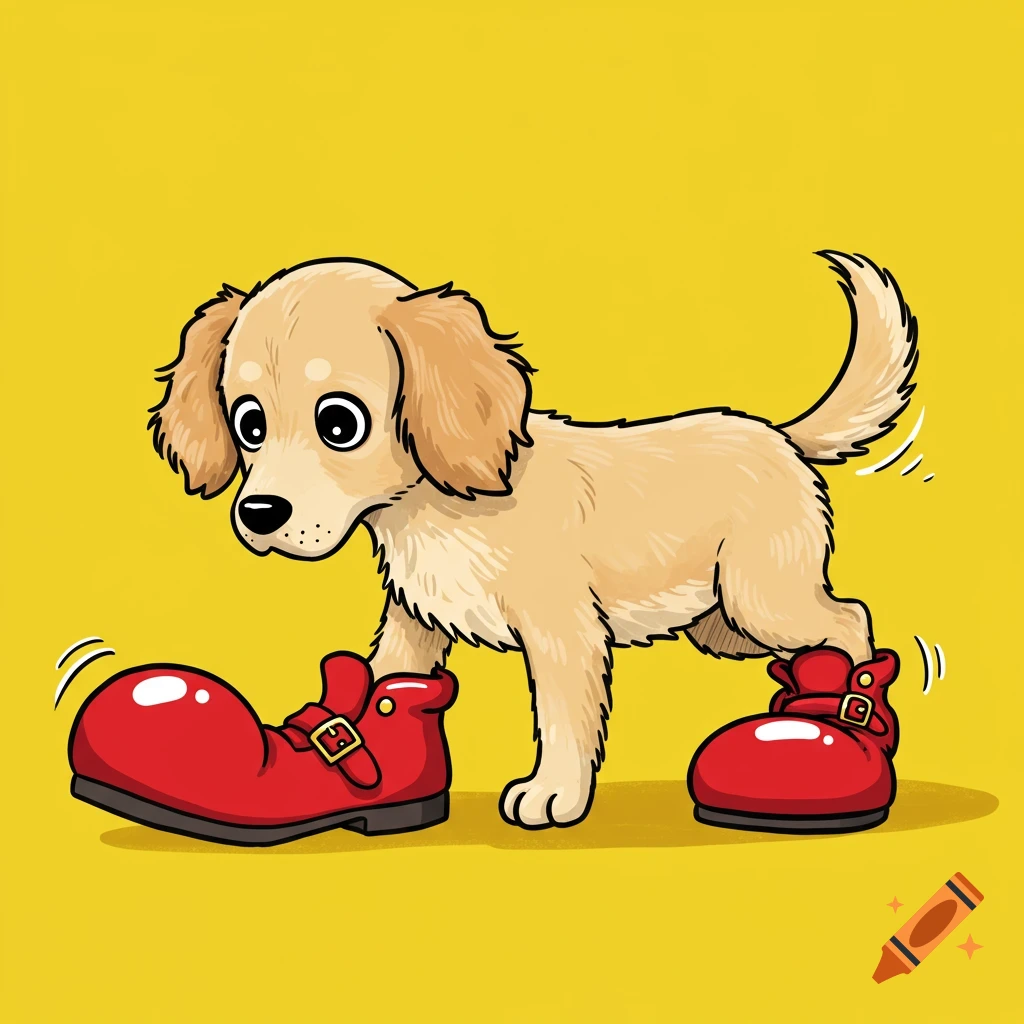 Cartoon dog wearing shoes on Craiyon