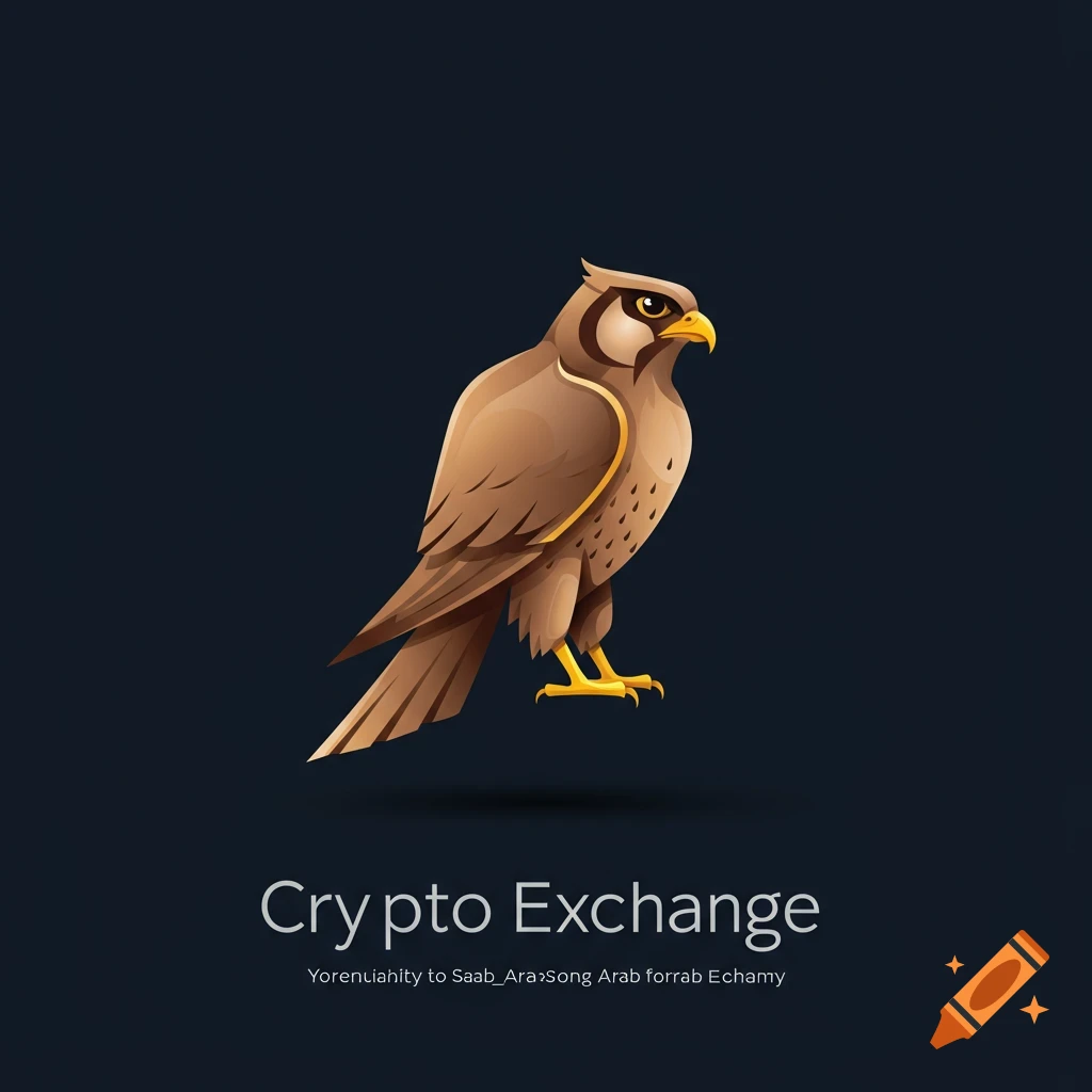 Falcon logo for crypto exchange symbolizing reliability and speed. on Craiyon