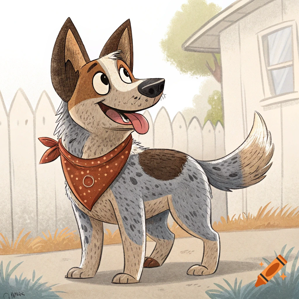 Muscular anthropomorphic Blue Heeler dog in a desert landscape ...