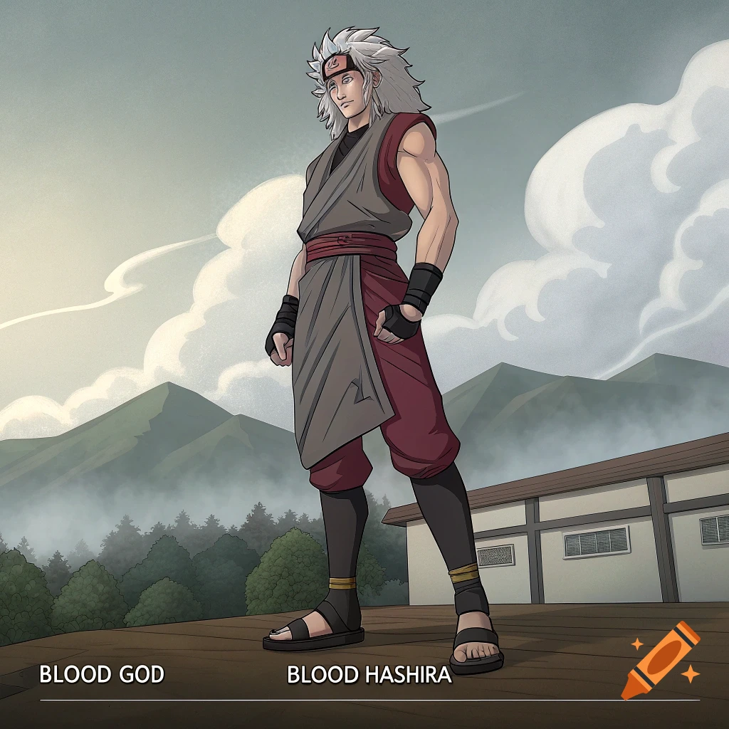 Blood Hashira with grey hair, blood-red eyes, and Demon Slayer uniform ...