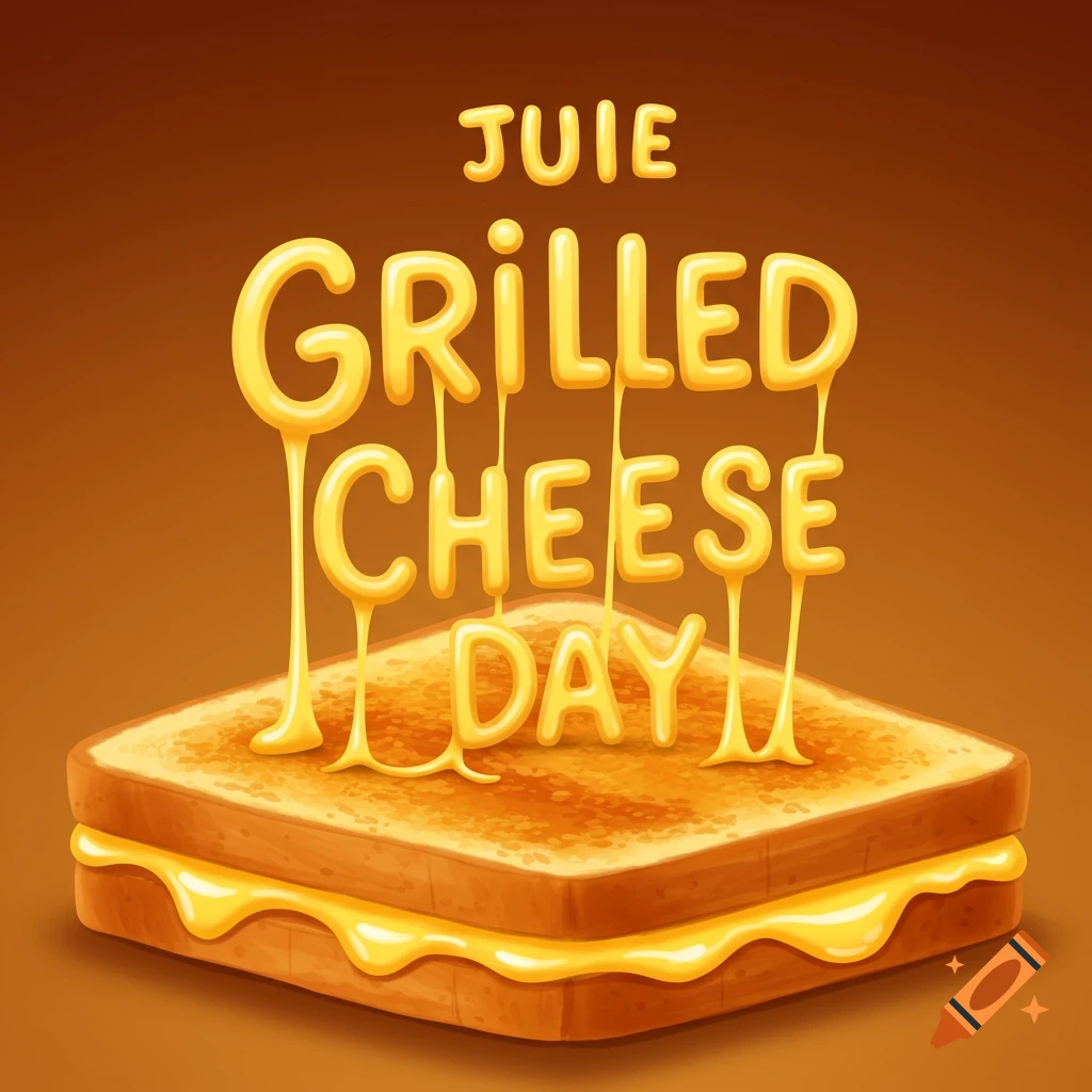 Grilled cheese sandwich with a string pull that says 'Grilled Cheese ...