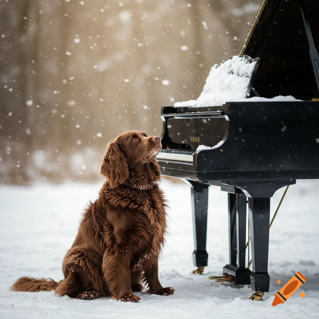 Fluffy brown dog (springer spaniel, chocolate lab mix) enjoying the ...