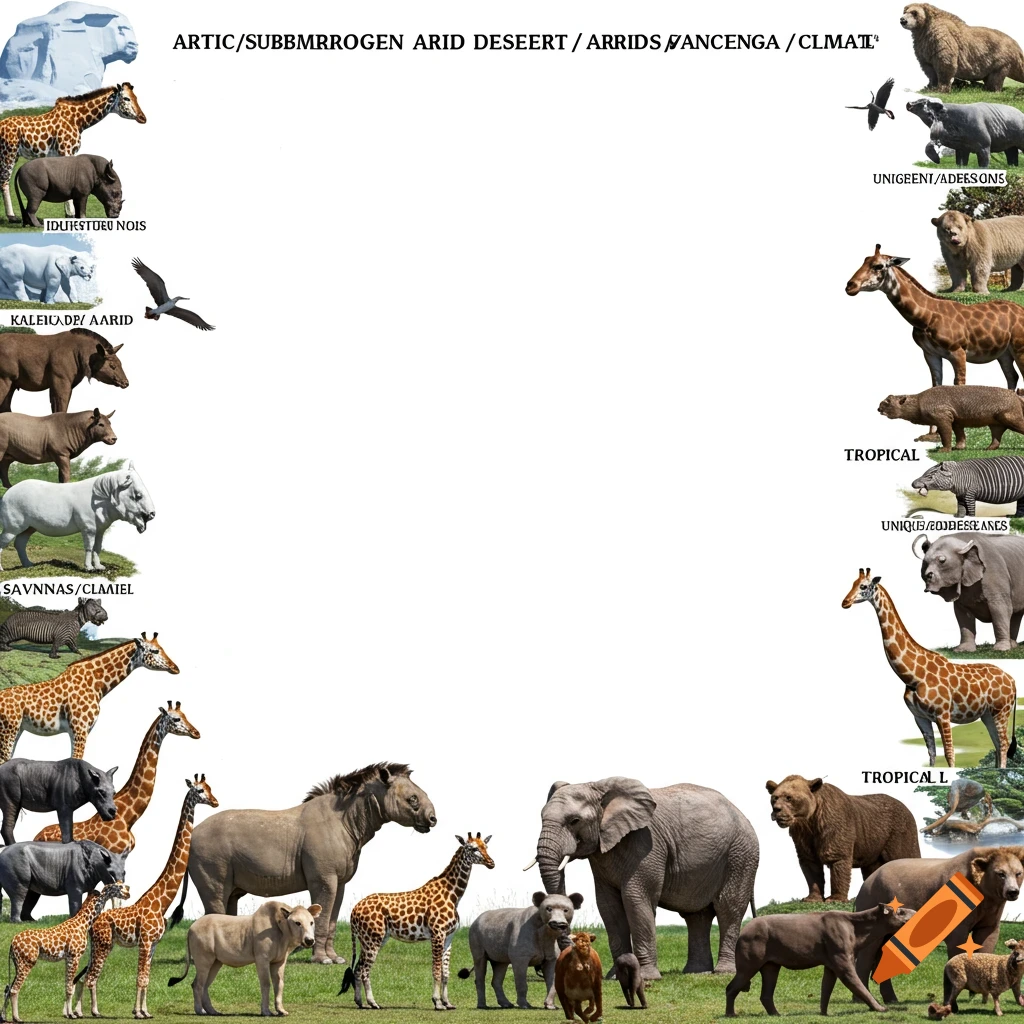 Animal climate zone poster collage on Craiyon