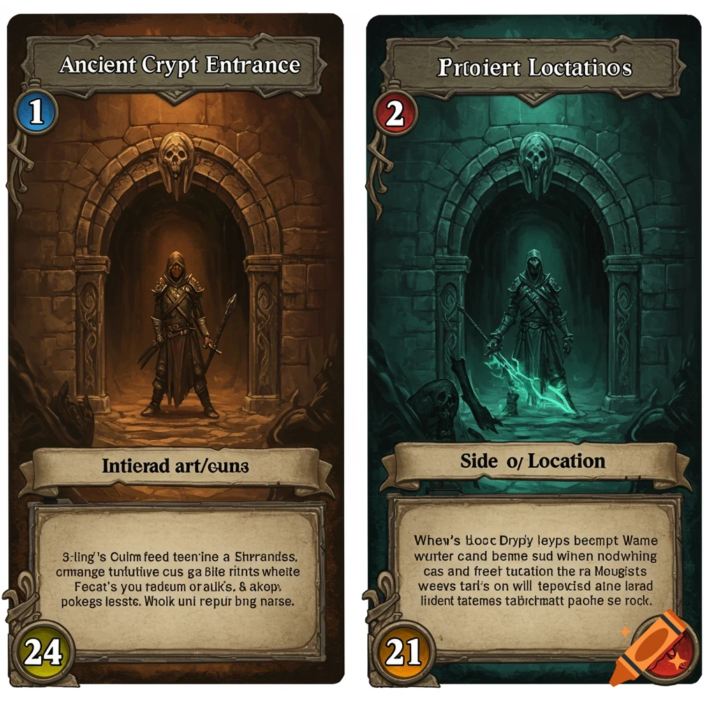 Illustration of an Ancient Crypt Entrance card for a fantasy dungeon ...