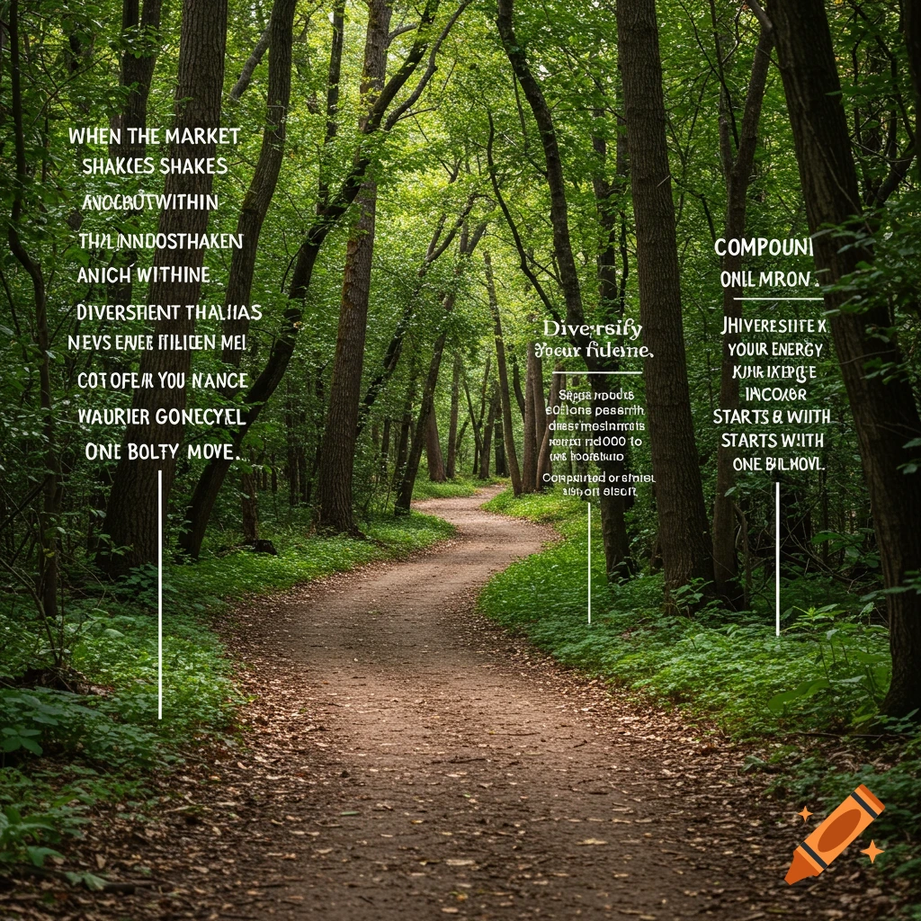 Mountain path with signs about investment strategies. on Craiyon