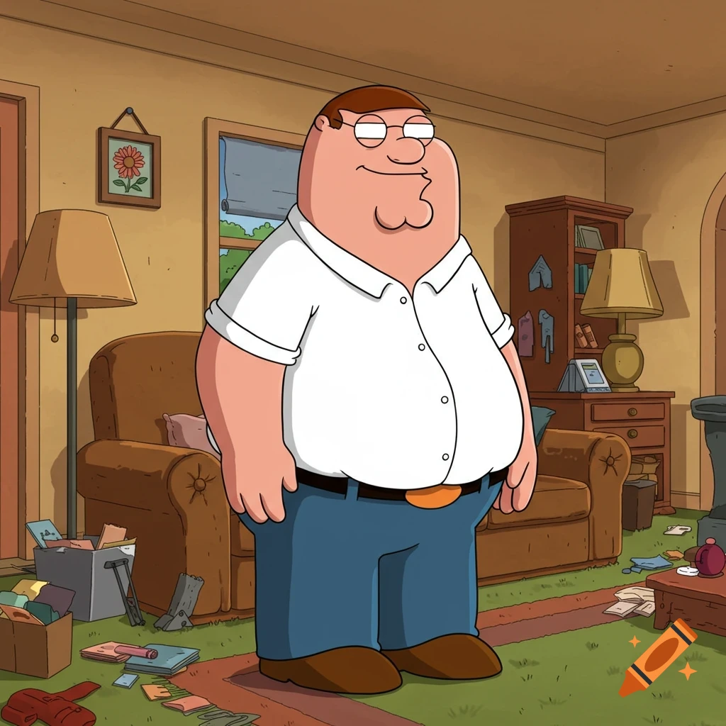 Cartoon character Peter Griffin shows off his new six-pack while ...