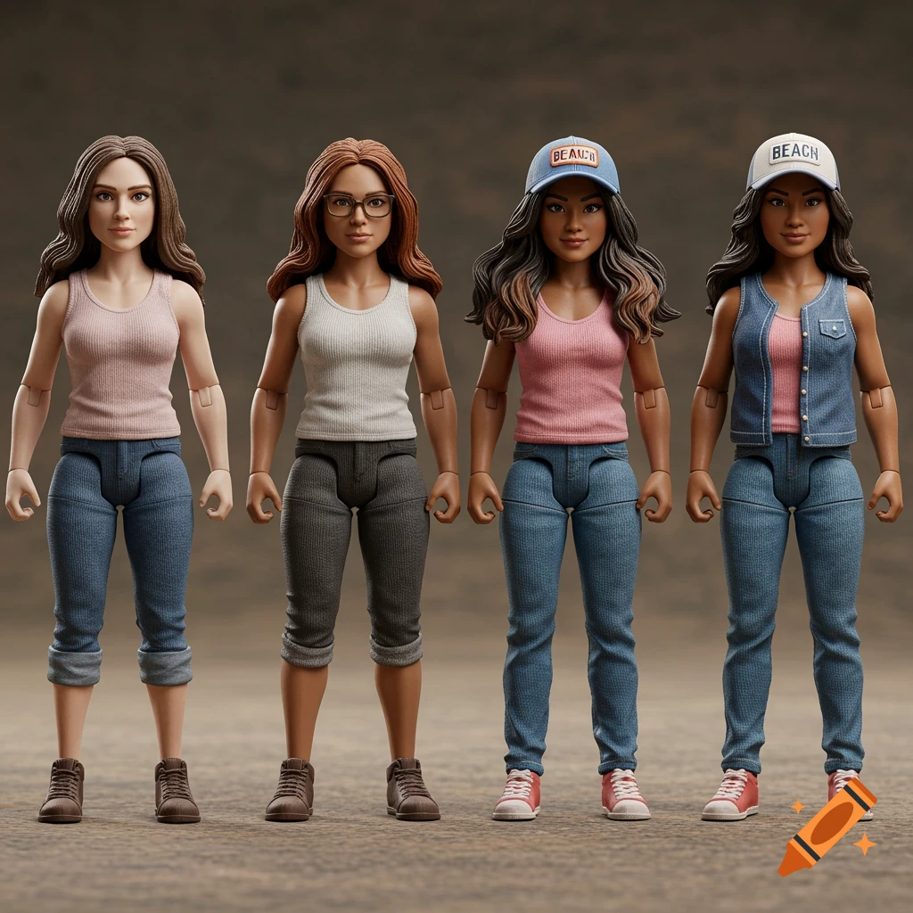 Photorealistic action figures of four strong moms: white, African ...