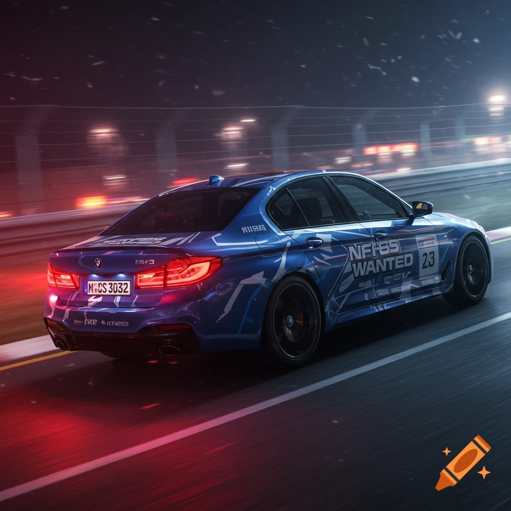 BMW G30 with NFS Most Wanted M3 GTR graphics on Craiyon