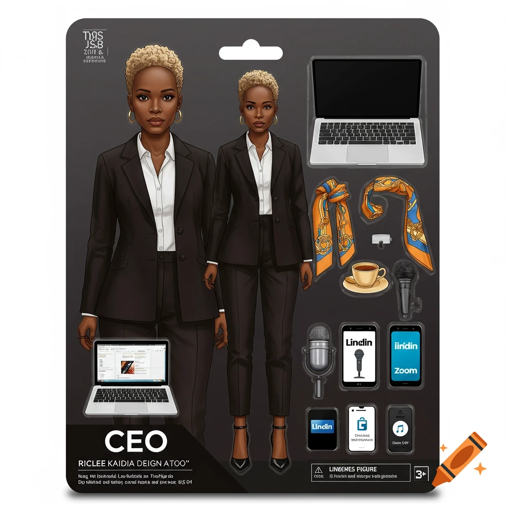 Action figure of an African American woman CEO in blister pack with ...