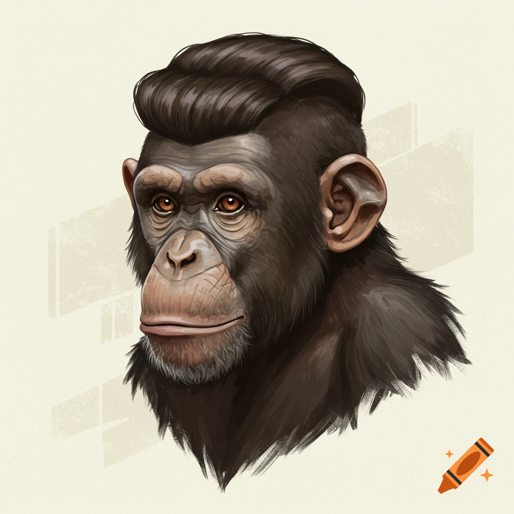 Chimpanzee with a low taper fade haircut on Craiyon