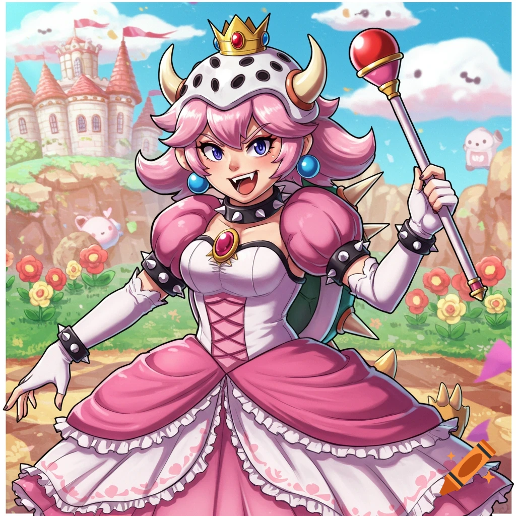 Anime-style princess with long blonde hair, a pink and white dress, and ...