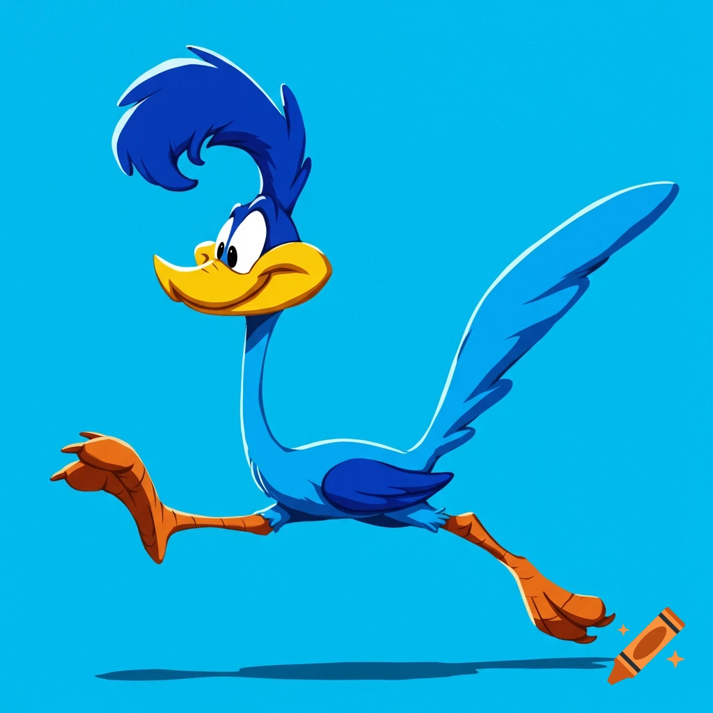 Road Runner cartoon character with a large Yin Yang symbol running ...