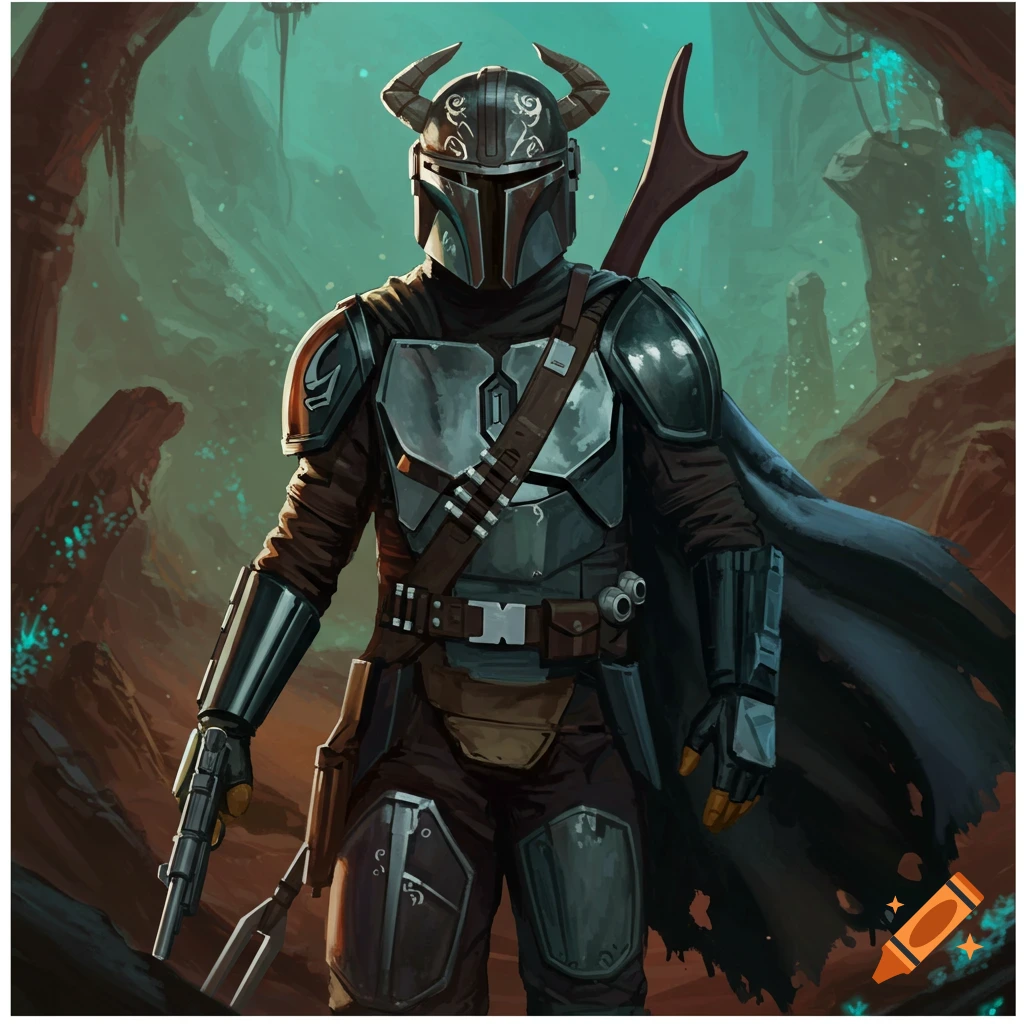 Fantasy Mandalorian bounty hunter on Craiyon