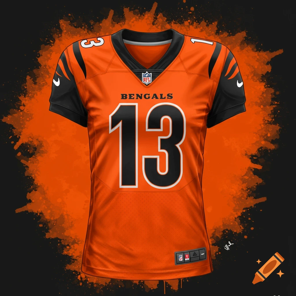 NFL Bengals jersey in orange, black, red, and pink on Craiyon