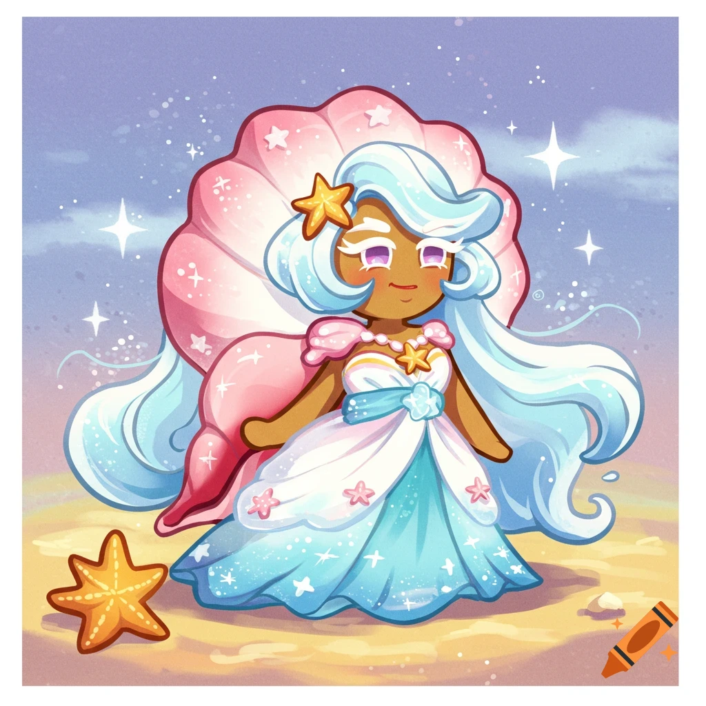 Cartoon character inspired by Cookie Run Kingdom, with blue hair and a ...